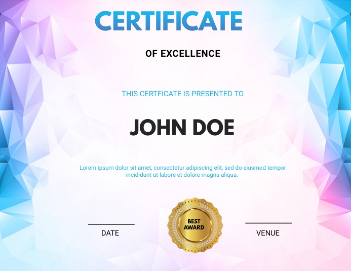 Copy of Certificate of excellence | PosterMyWall