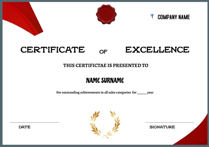 CERTIFICATE OF EXCELLENCE Template | PosterMyWall
