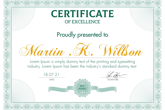 Certificate of excellence design template | PosterMyWall