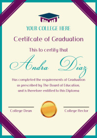 Purple Blue Certificate of Graduation Template | PosterMyWall