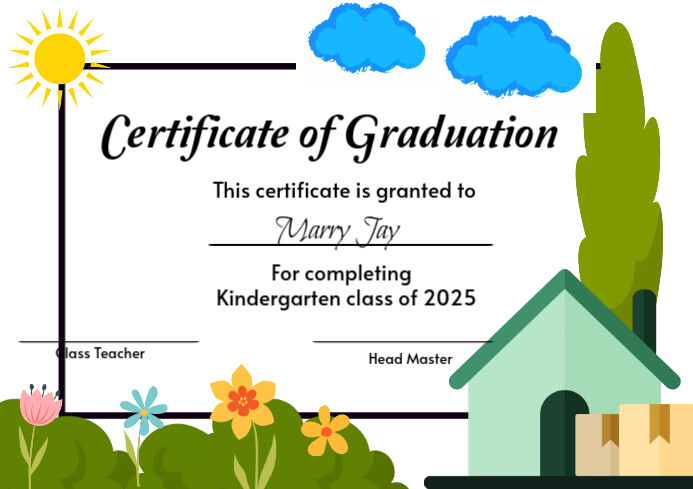 Plantilla de Certificate of Graduation kindergarten 2025 | PosterMyWall