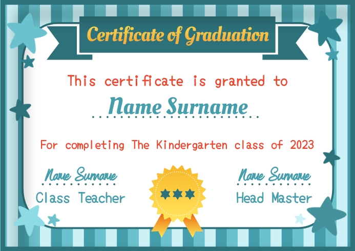Certificate of Graduation School Kindergarten Template | PosterMyWall