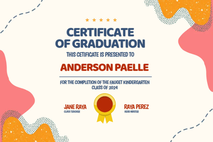 Certificate Of Kindergarten Graduation Template | PosterMyWall