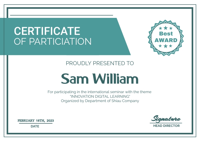 Plantilla de Certificado de Participación | PosterMyWall