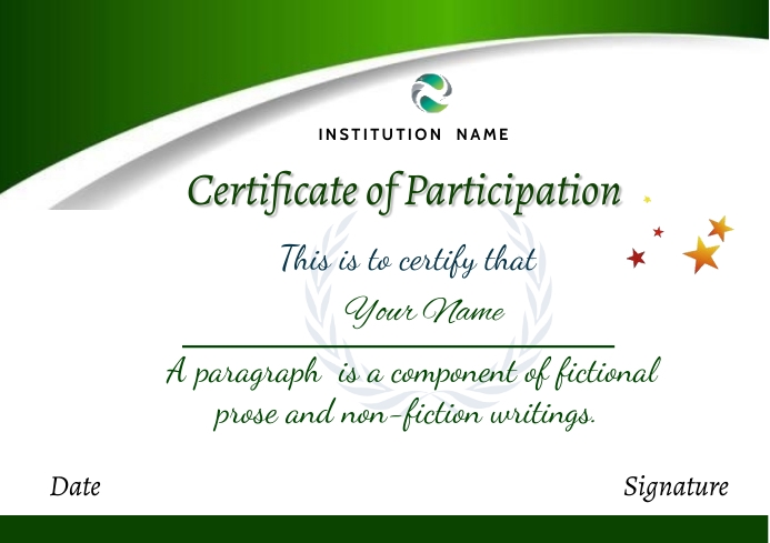 Modèle Certificat de Participation 1 | PosterMyWall