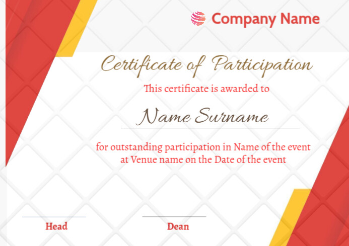 certificate of Participation 9 25 b1 Template | PosterMyWall