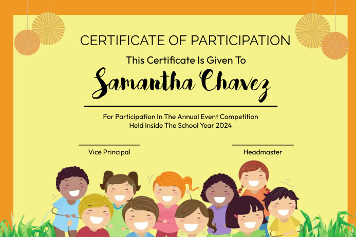 Plantilla de Certificate of Participation Ads | PosterMyWall