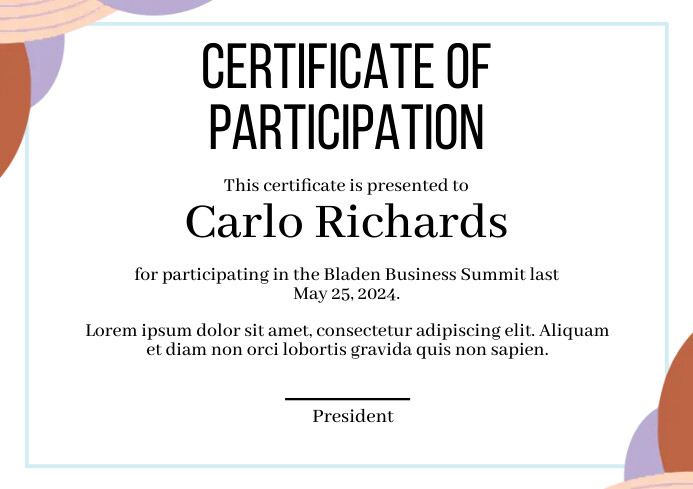 Copy of Certificate of Participation | PosterMyWall
