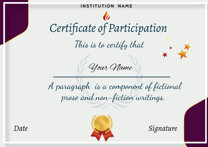 Modèle Certificat de Participation | PosterMyWall