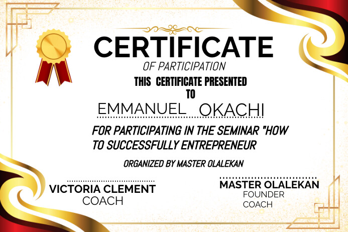 Certificate of participation Template | PosterMyWall