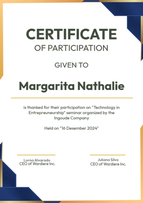 Certificate Of Participation Layout Template | PosterMyWall
