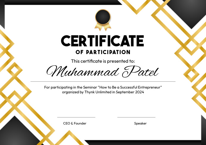 Certificate Of Participation Post Template | PosterMyWall