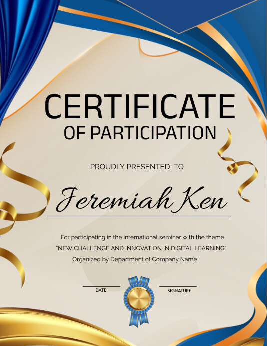 Certificate of Participation White Flyer Template | PosterMyWall