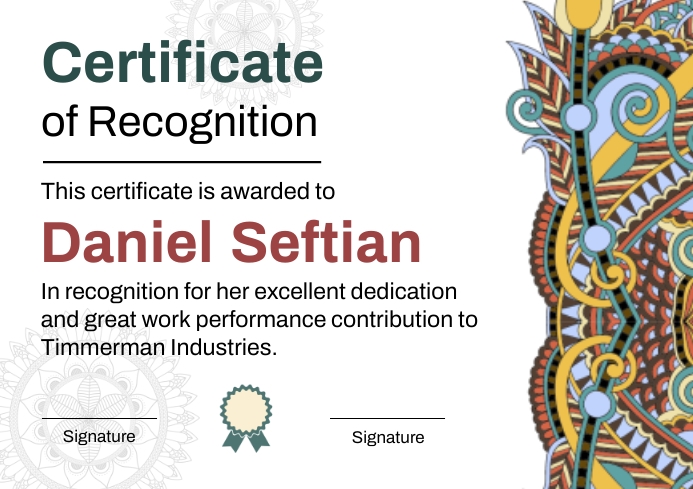 CERTIFICATE OF RECOGNITION Template | PosterMyWall