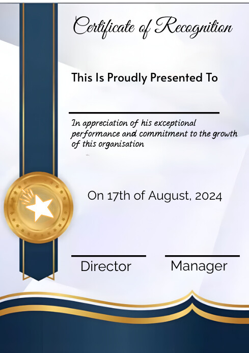 Certificate of Recognition Template | PosterMyWall