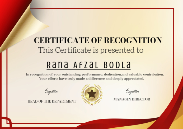 Certificate of recognition editable customizable Template | PosterMyWall