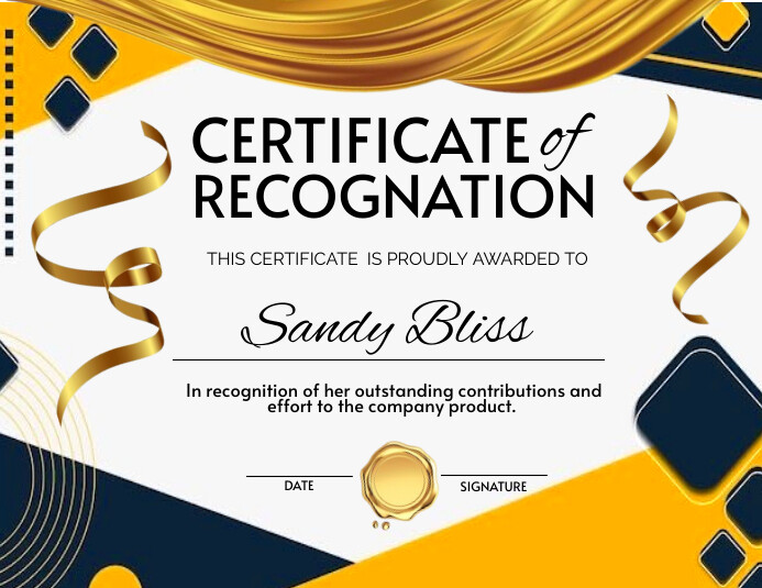 Certificate of Recognition Gold Flyer Templat | PosterMyWall