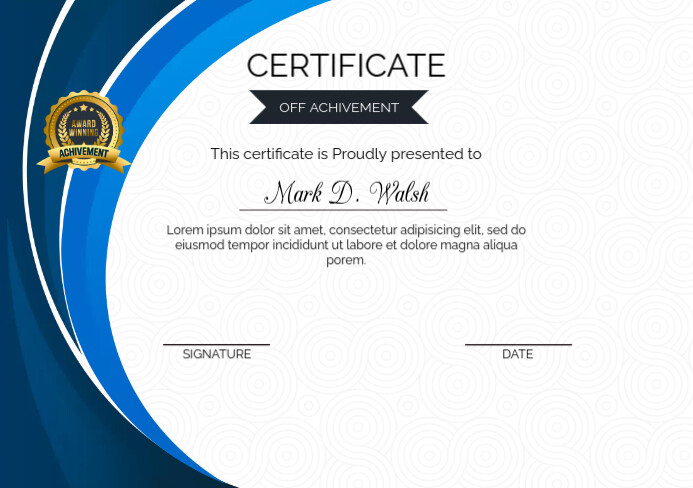 Certificate template blue | PosterMyWall