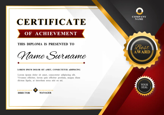 Certification Of Achievement Card Template | PosterMyWall