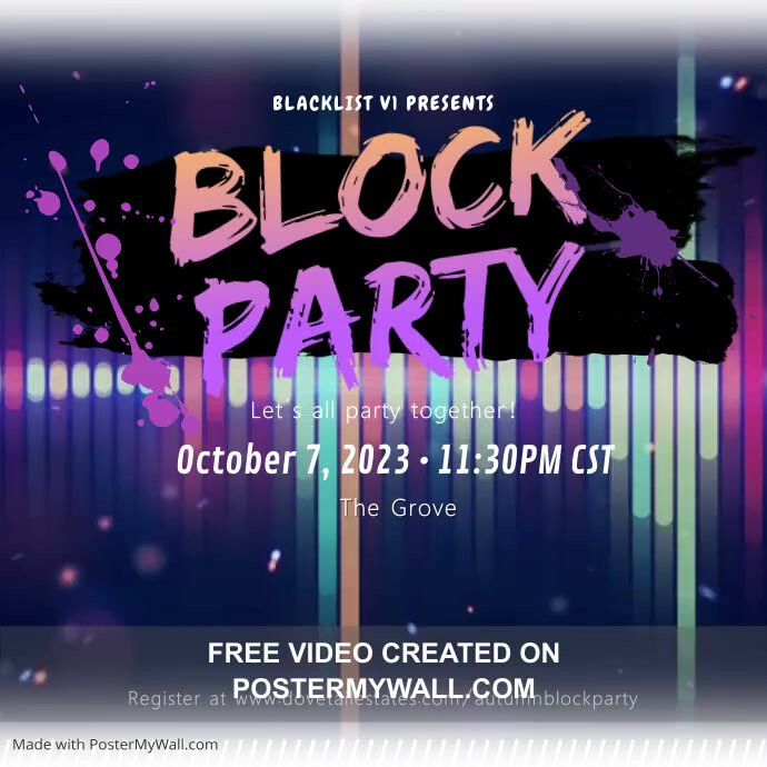 Block Party Neon Invitation Video | PosterMyWall