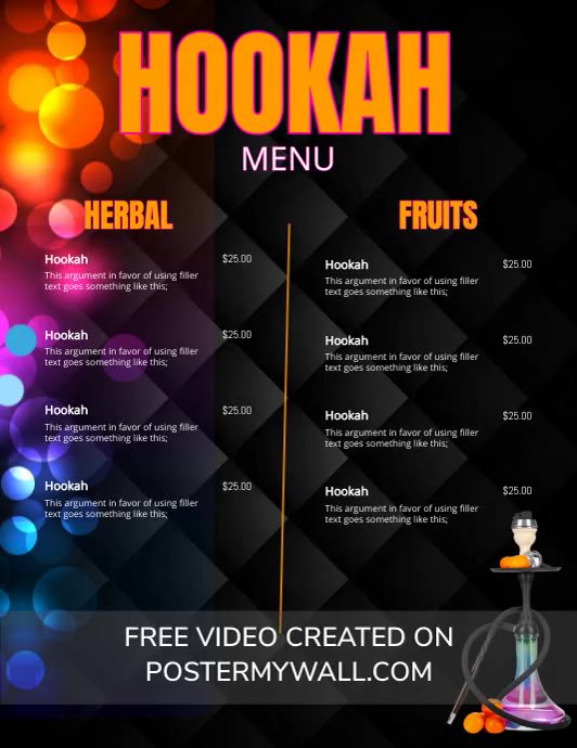 Hookah Menu | PosterMyWall