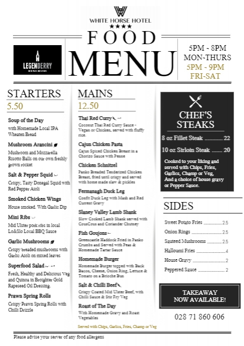 Dinner Menu | PosterMyWall