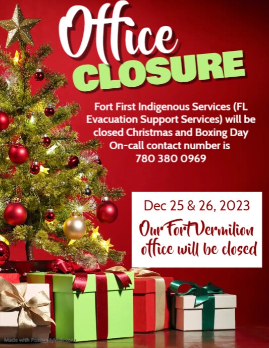 Copy of Happy Holidays Office Closure - Red Tree | PosterMyWall