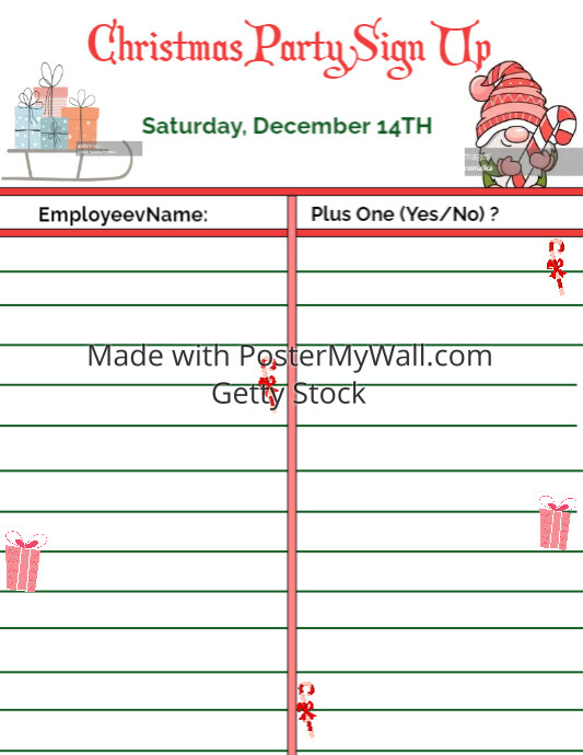 Christmas Holiday party poster sign up sheet | PosterMyWall