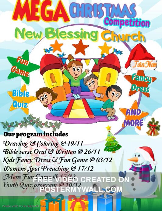 Colorful Kids Bouncy Castle Event Flyer Templ | PosterMyWall