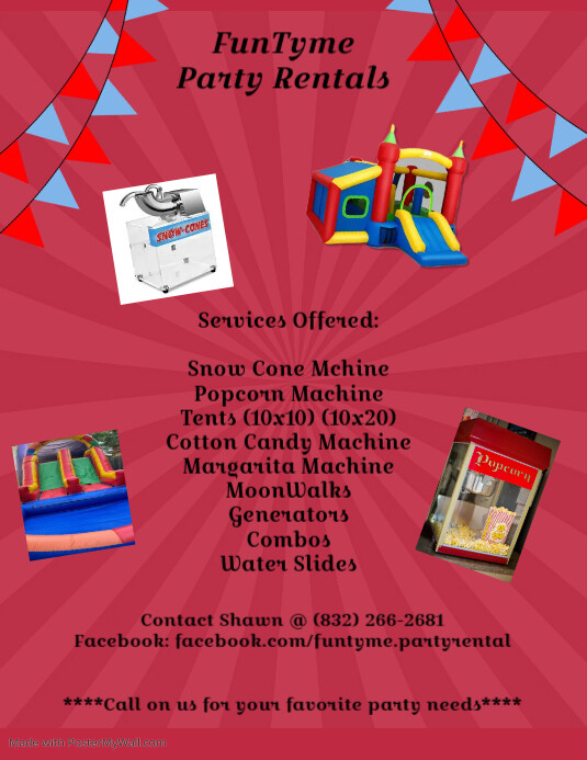 Red Kids Bouncy Castle for Rent Flyer Templat | PosterMyWall