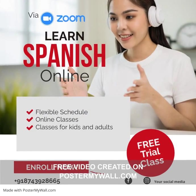 Learning Spanish Facebook Instagram | PosterMyWall
