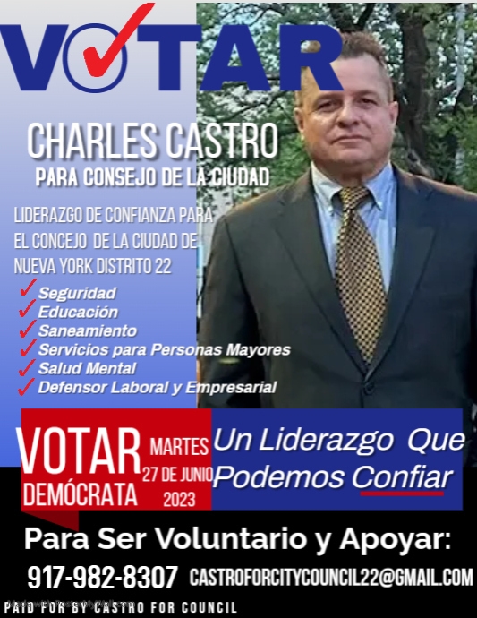 Copy of Charles Castro Campaign 2023 Spanish | PosterMyWall