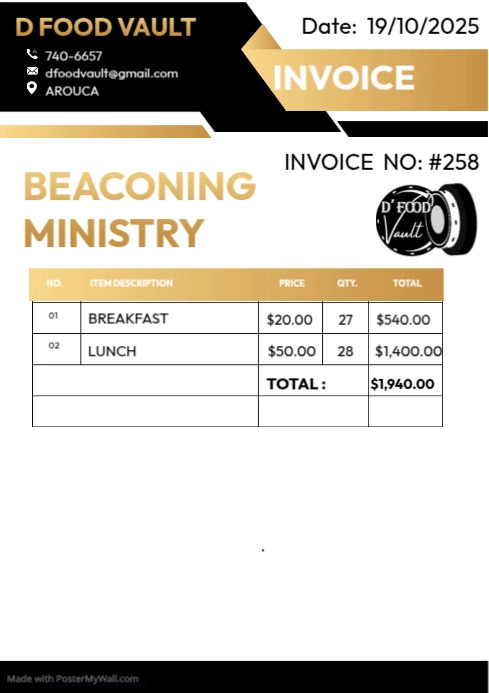 Gold Invoice Template | PosterMyWall