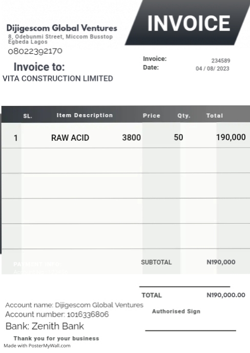 Black and White Sales Invoice | PosterMyWall