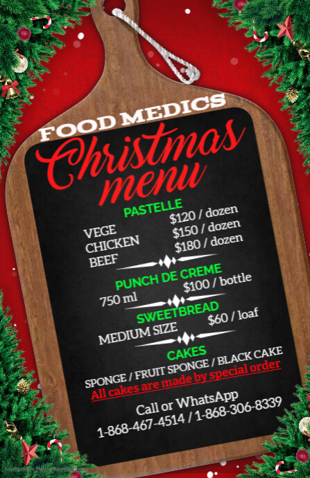christmas menu | PosterMyWall