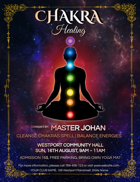 Chakra healing / training flyer design (1) Template | PosterMyWall