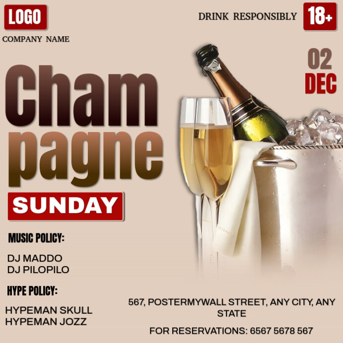 Champagne Sunday Design Template | PosterMyWall