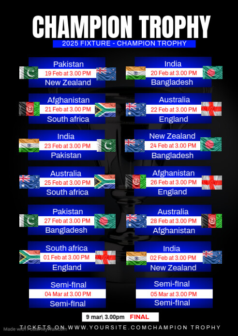 Copy of CHAMPION TROPHY FIXTURE | PosterMyWall