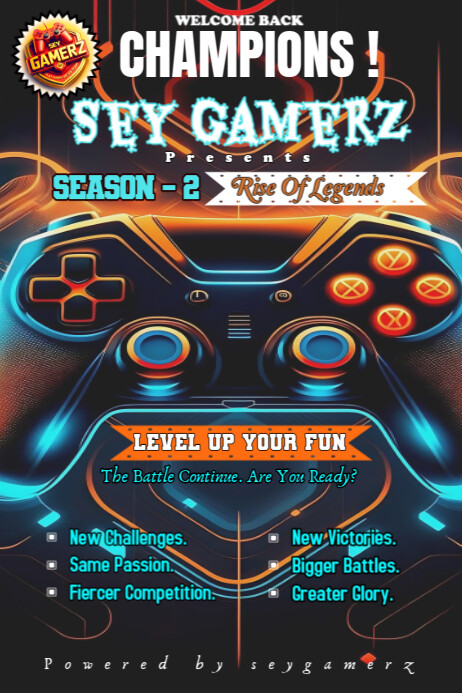 CHAMPIONS game event announcement poster design Template | PosterMyWall