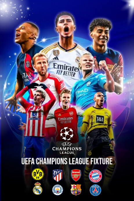 CHAMPIONS LEAGUE 2024 QUARTER FINALS Template | PosterMyWall