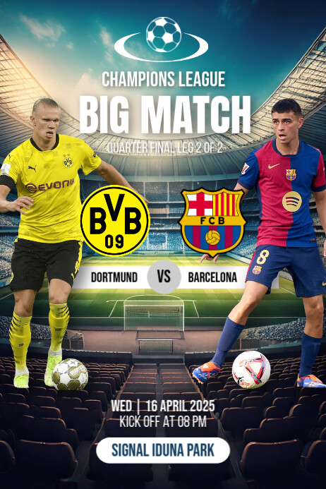 Champions League Football Soccer Big Match Poster Template | PosterMyWall