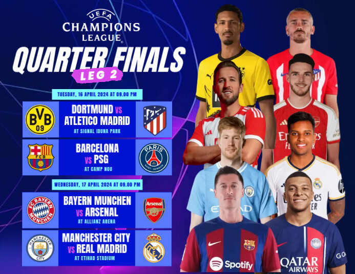 Champions League Match Quarter Final Template | PosterMyWall