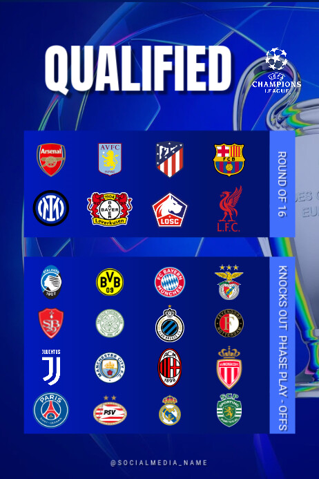 CHAMPIONS LEAGUE QUALIFIED TABLES Template | PosterMyWall