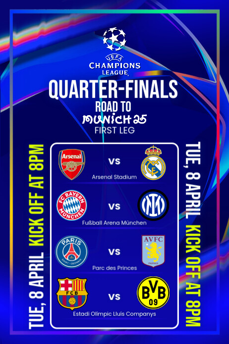 Copy of CHAMPIONS LEAGUE QUARTER FINALS | PosterMyWall