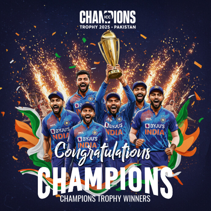 Champions Trophy 2025 Winner Instagram Post Template | PosterMyWall