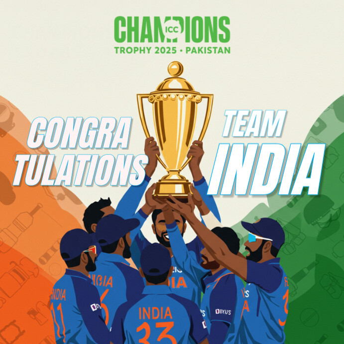 Champions Trophy 2025 Winner Instagram Post Template | PosterMyWall
