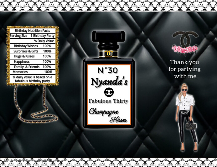 Black Chanel Birthday Chip Bag Template | PosterMyWall