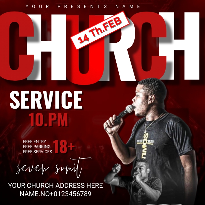 Charch service SUNDAY Template | PosterMyWall