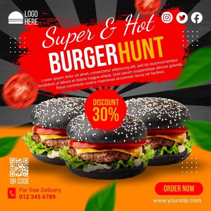 Charcoal Burger Hunt Template | PosterMyWall