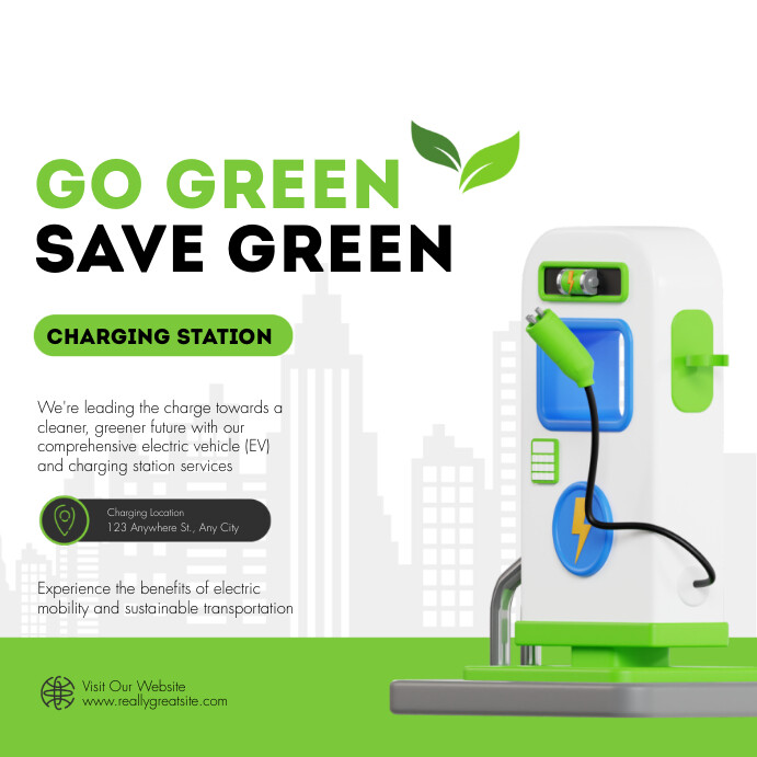 CHARGING STATIO GREEN ENERGY FLYERS Template | PosterMyWall